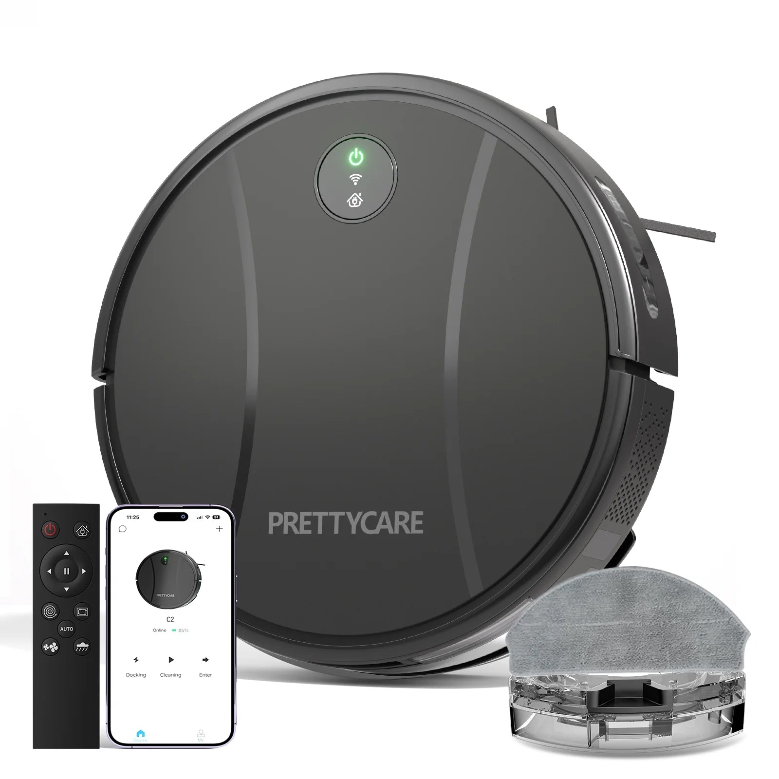 Prettycare C2 Robot Vacuum and Mop Combo, 2 in 1 Mopping Robot Vacuum ...
